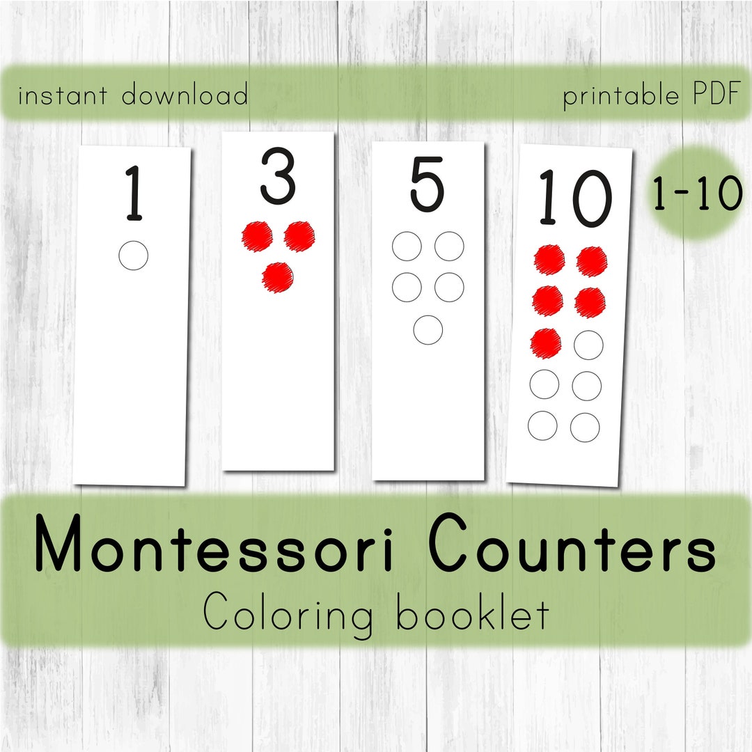 Montessori Counters 1-10 Coloring Booklet. Preschool Numbers. - Etsy