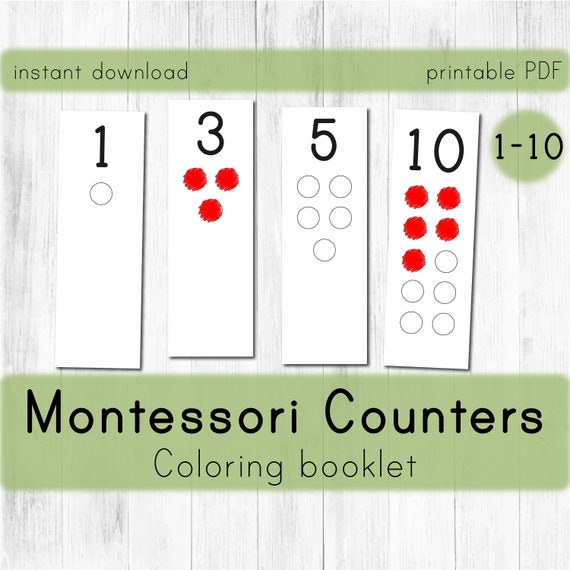 Montessori Counters 1-10 Coloring Booklet. Preschool Numbers. | Etsy