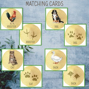 Farm Animal Tracks Flashcards. Montessori Spring Printable. Preschool ...