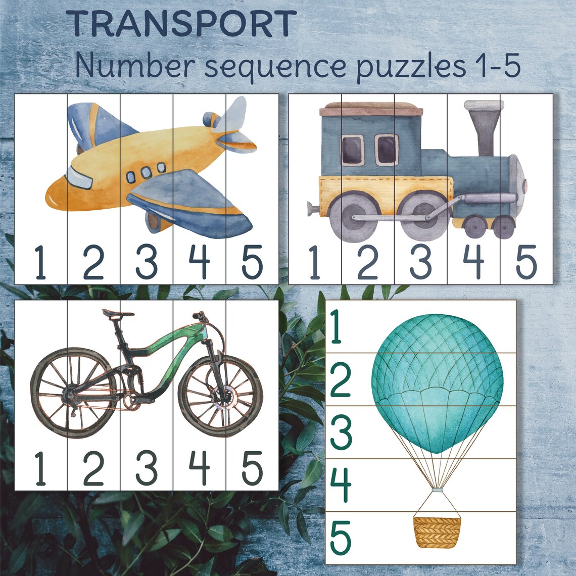 Toddler Puzzle Transport Number Sequnece 1-5. Printable | Etsy
