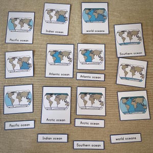 Oceans of the World 3 Part Cards. Montessori Geography Printable ...