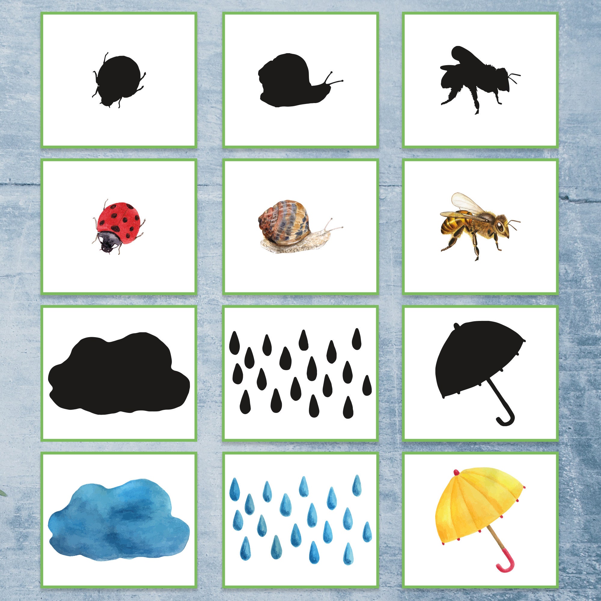 Spring Shadow Matching Cards. Montessori Printable. - Etsy