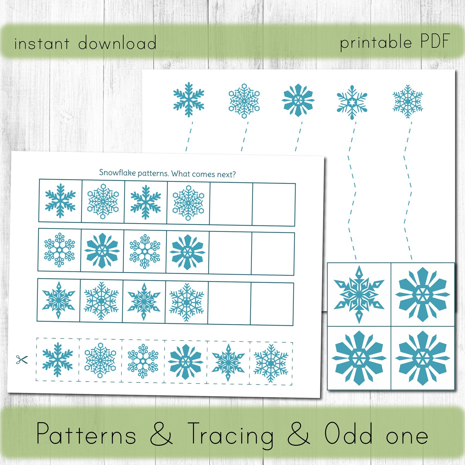 Snowflake Preschool Activities. Montessori Winter Printable. - Etsy