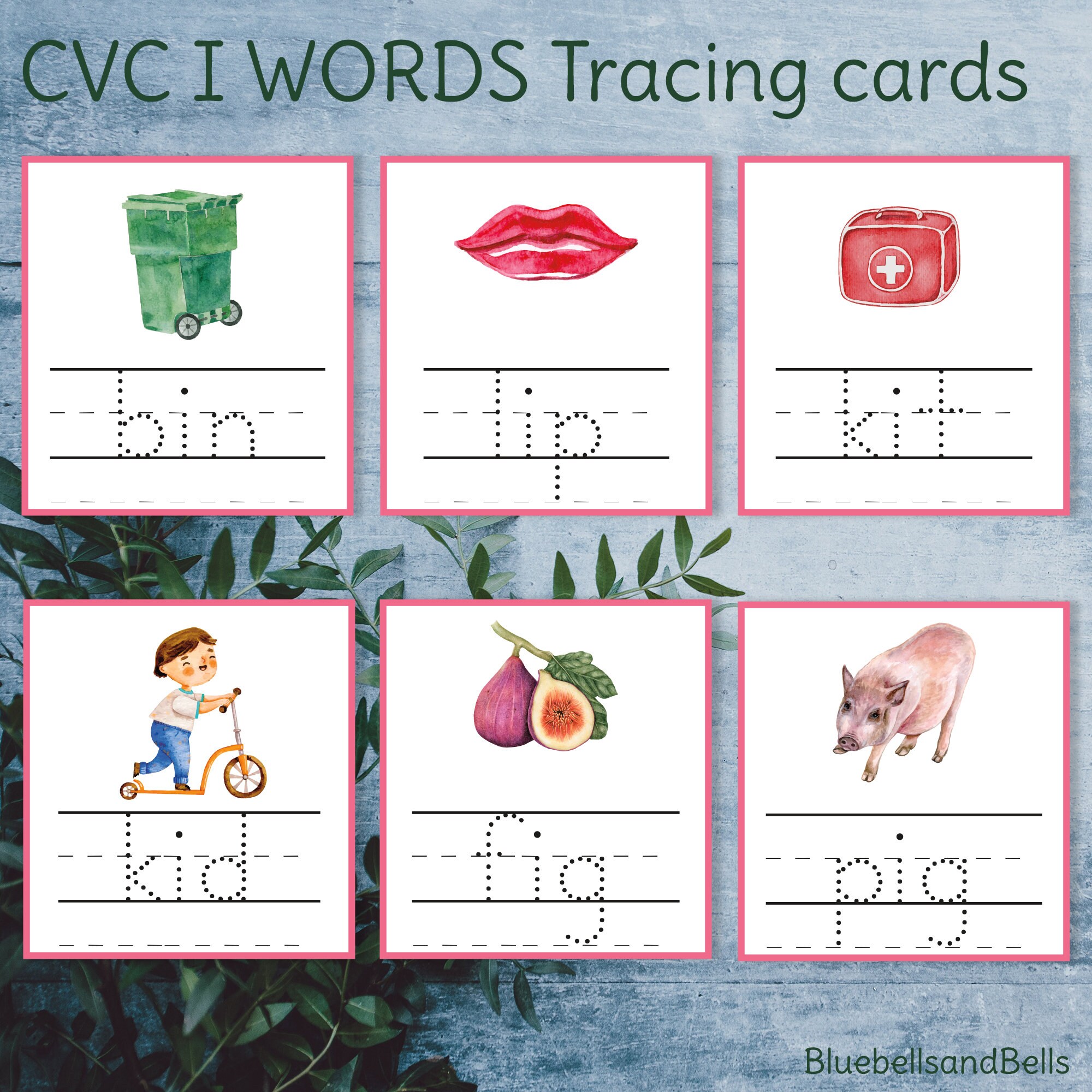 CVC Word Tracing Cards. Montessori Handwriting Practice | Etsy