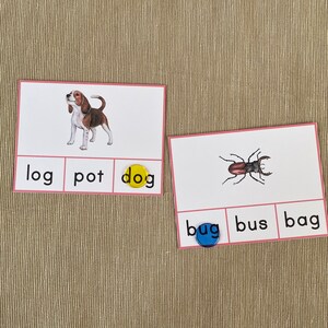 Montessori Printable Reading Clip Cards. Pink Series CVC Word Reading ...