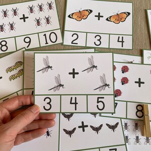 Montessori Spring Printable Insect Count and Clip Cards Addition 1-10 ...