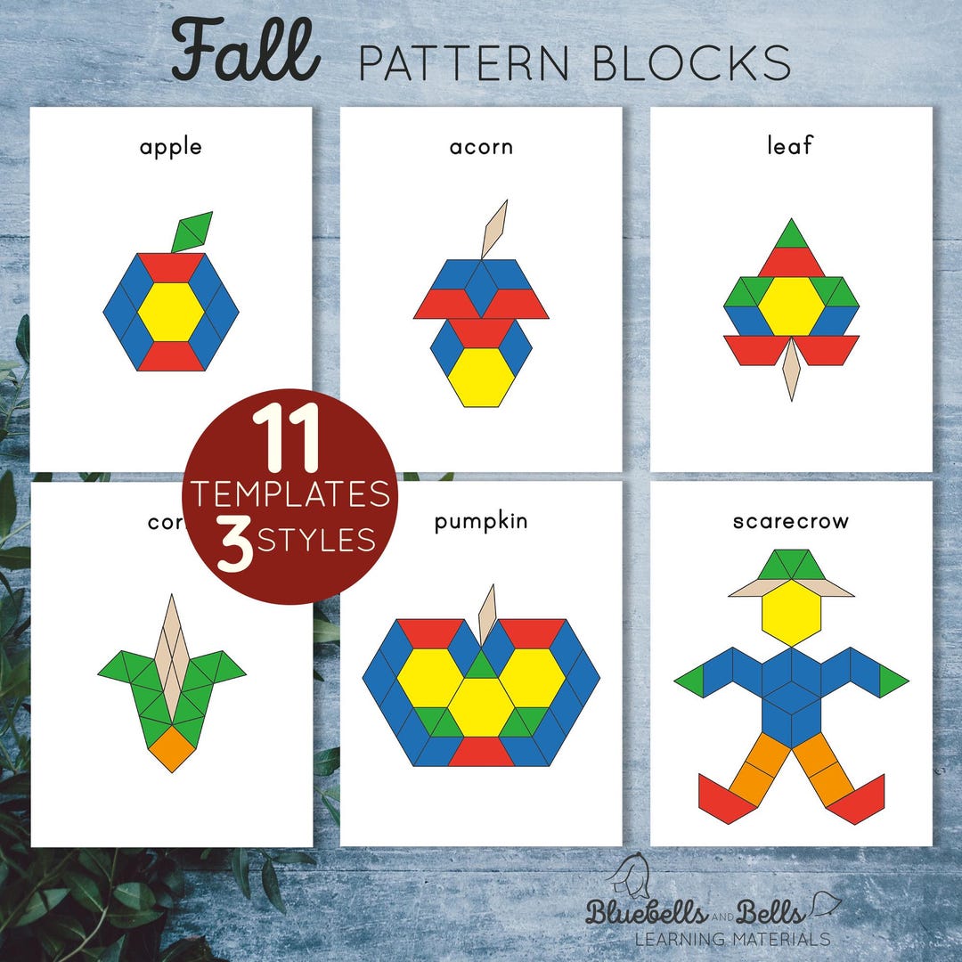 Fall Pattern Blocks Templates. Preschool and Kindergarten Printable ...