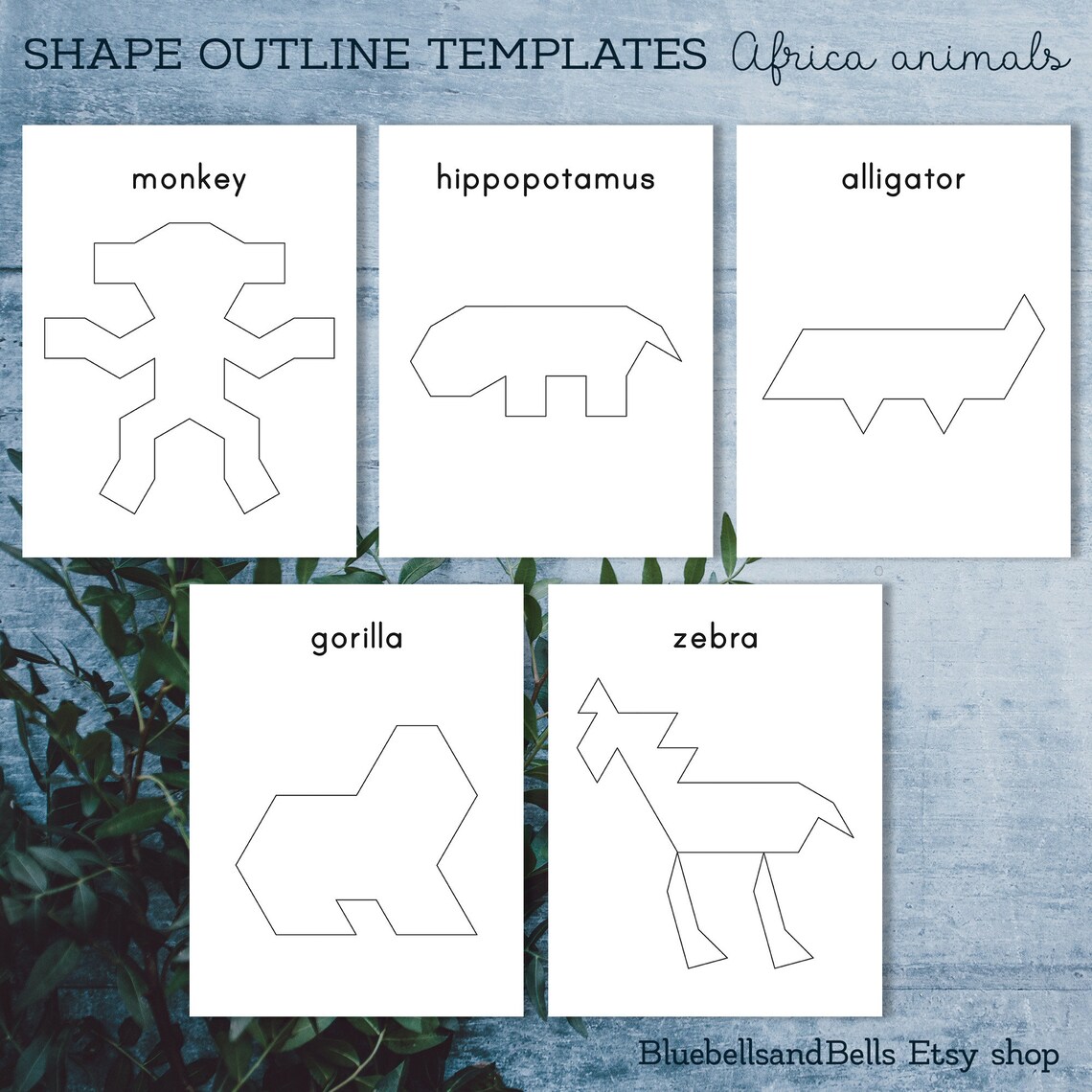 Africa Animals Pattern Blocks Templates. Wild Animals Toddler - Etsy