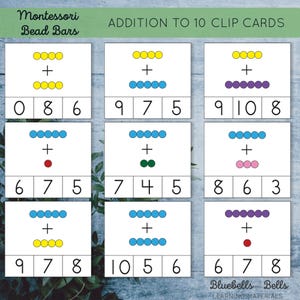 Montessori Addition Colored Beads Clip Cards. Montessori Printable Math ...