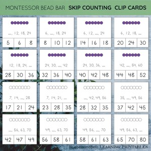 Montessori Bead Bar Skip Counting Clip Cards. Multiplication ...