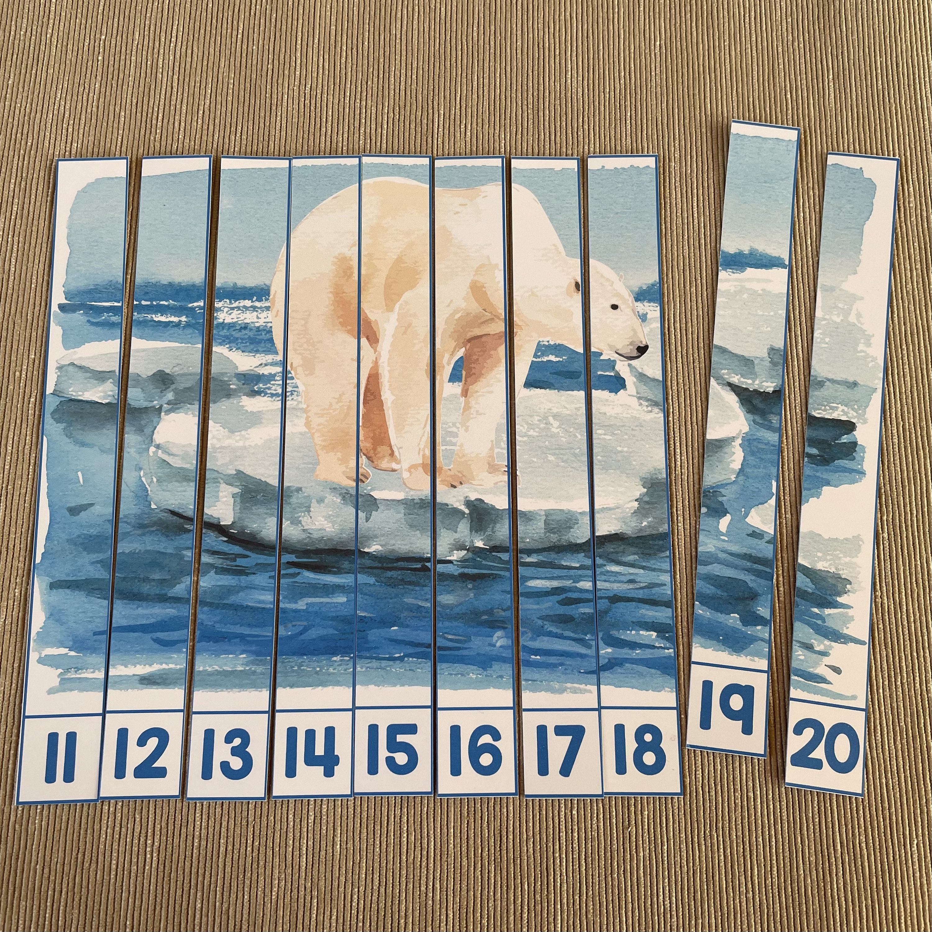 Montessori Winter Kindergarten Printable Polar Bear and Penguins Number ...