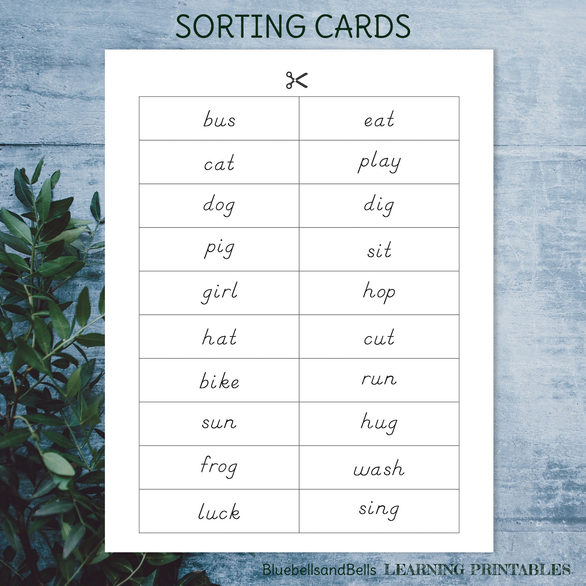 Montessori Parts of Speech Noun and Verb Sorting Activity. - Etsy Canada