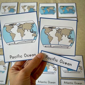 Oceans of the World 3 Part Cards. Montessori Geography Printable ...