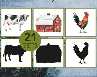 Montessori Printable Farm Animals Shadow Matching Cards. Preschool ...