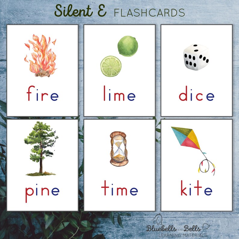 Montessori Silent E Flashcards. Learning to Read Printable. - Etsy