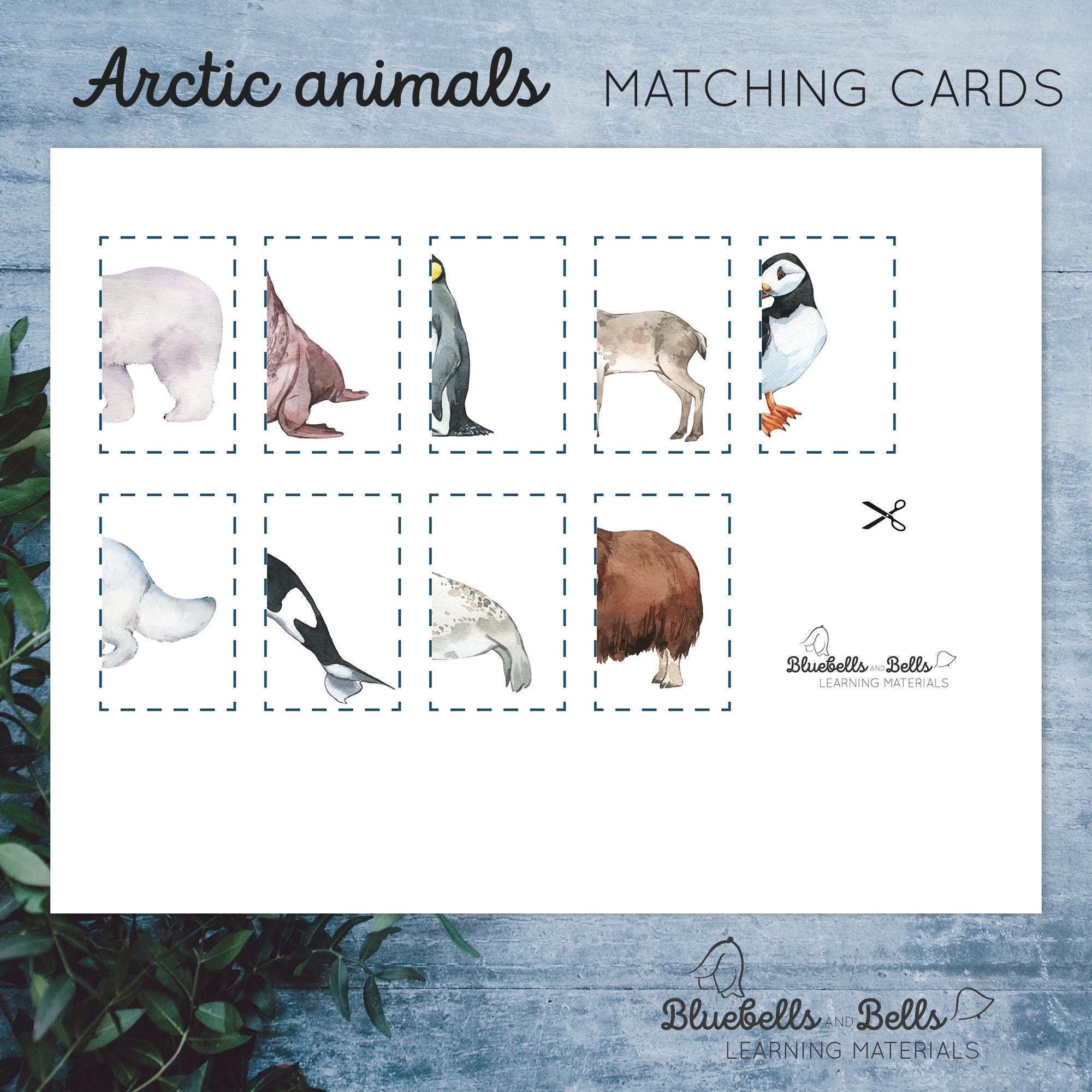 Arctic Animals Puzzle Printable. Halves Matching Toddler Activity. - Etsy