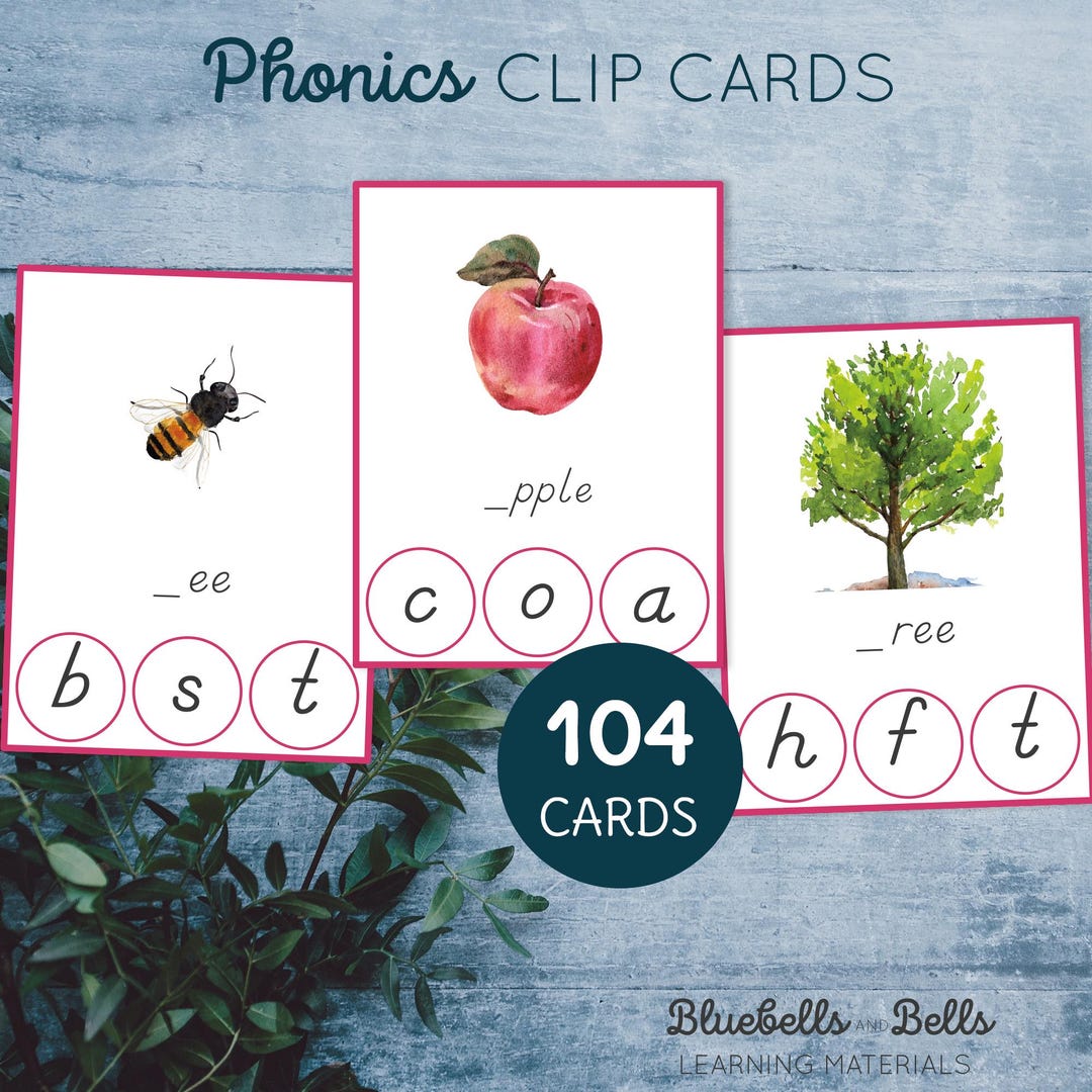 Phonics Preschool Printable. Montessori Initial Sound Clip Cards. - Etsy