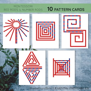 Montessori Printable Red Rods and Number Rods Patterns. Sensorial ...