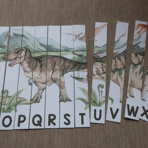Dinosaur Puzzle Alphabet Sequence A-Z. Preschool and Kindergarten ...