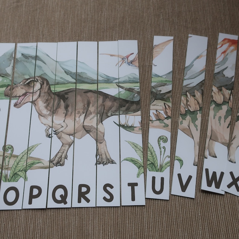 Dinosaur Puzzle Alphabet Sequence A-Z. Preschool and - Etsy