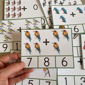Birds Count and Clip Cards Addition 1-10. Montessori Spring Printable ...