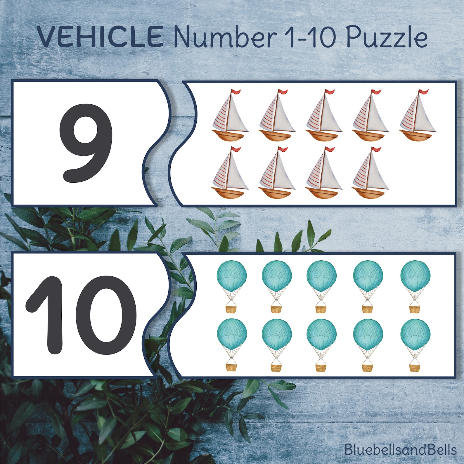 Vehicle Number Matching Printable Puzzle. Transport Counting - Etsy