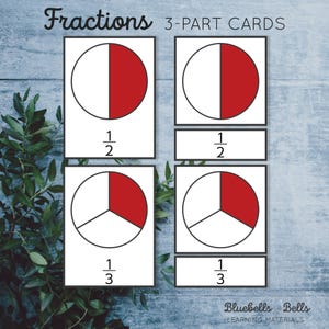 Fractions Preschool and Kindergarten Activities 1-6. Montessori 3-part ...