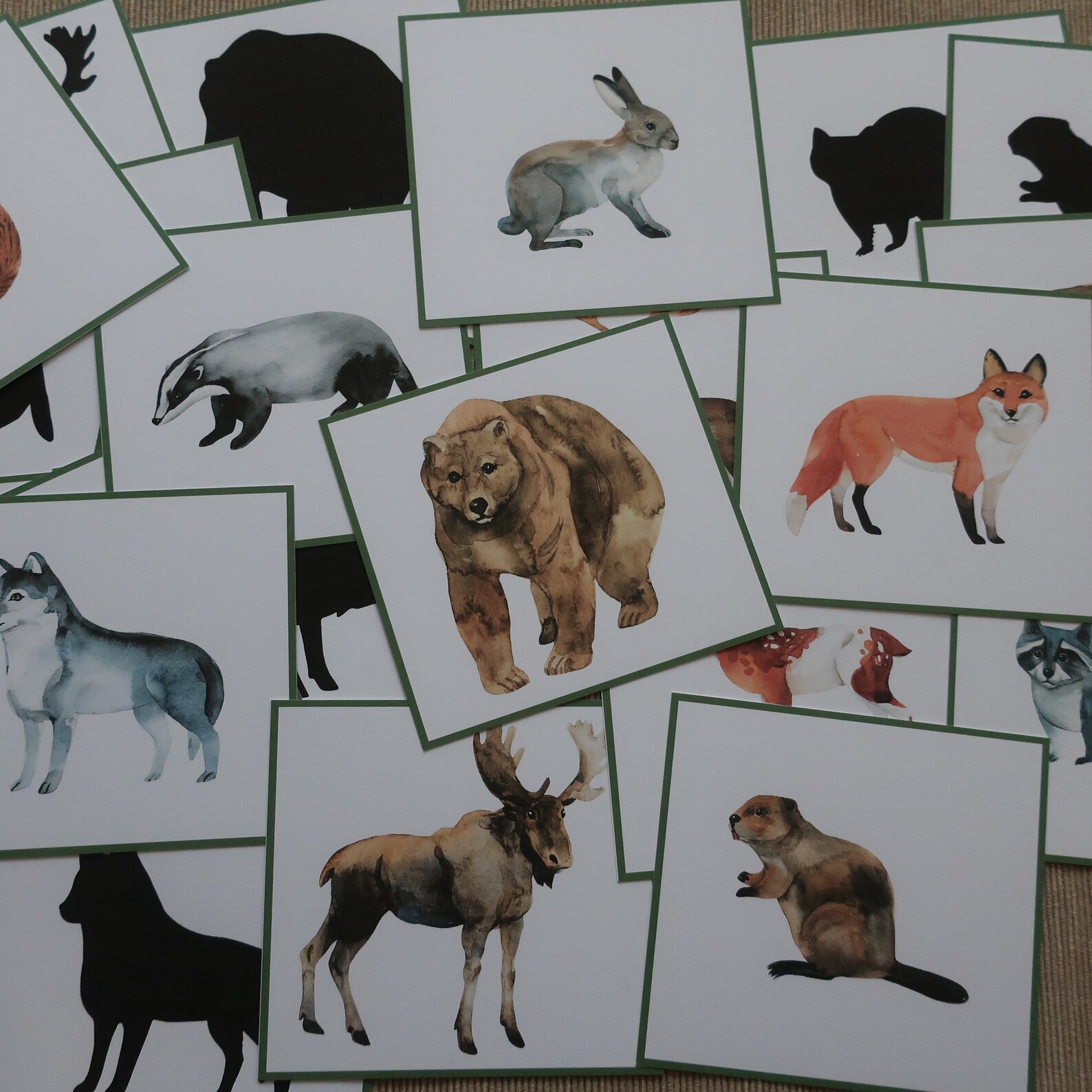 Woodland Animal Montessori Printable Shadow Matching Cards. | Etsy