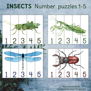 Insects Puzzle Number Sequence 1-5. Toddler Montessori Printable Busy ...