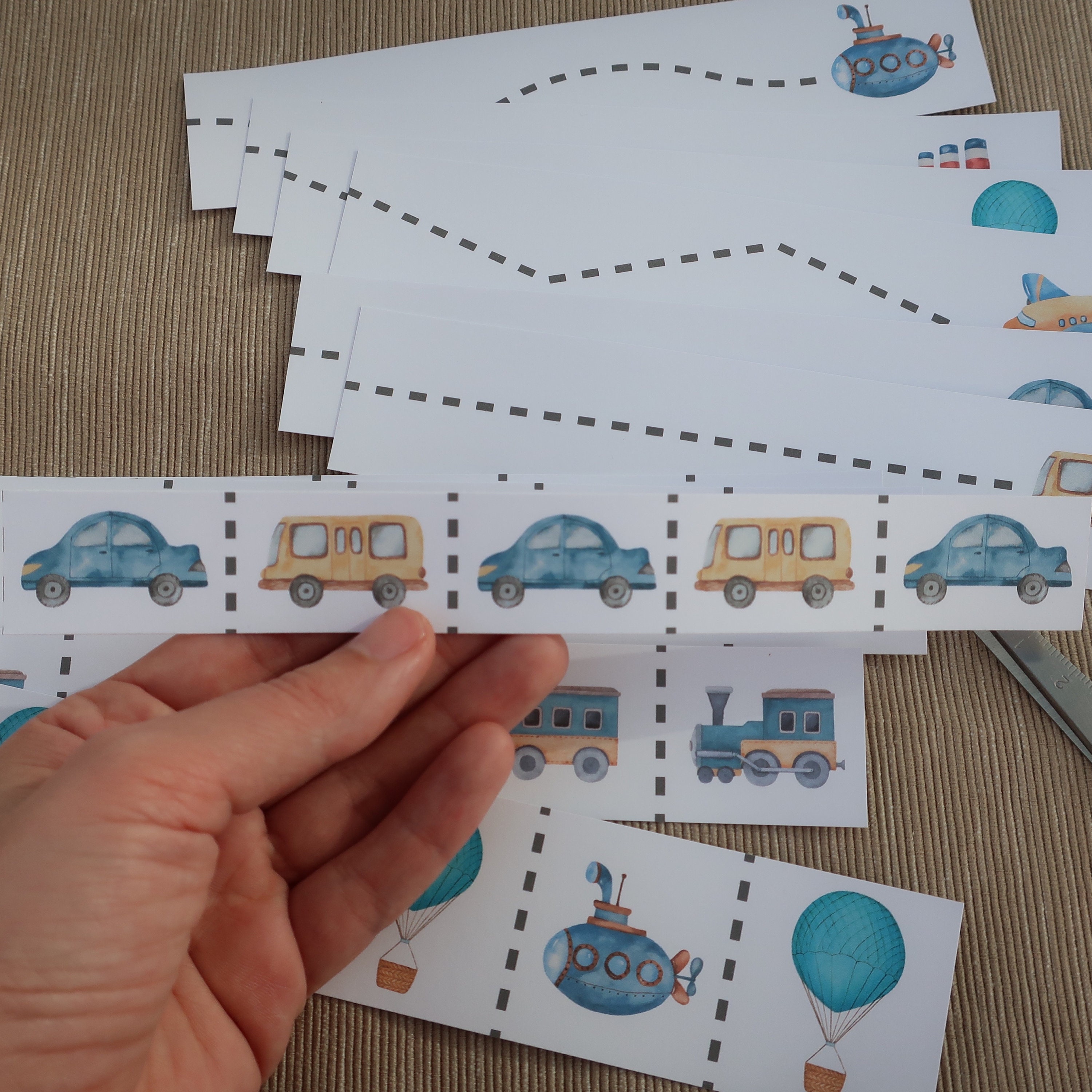 Montessori Printable Cutting Practice Strips Transportation. - Etsy