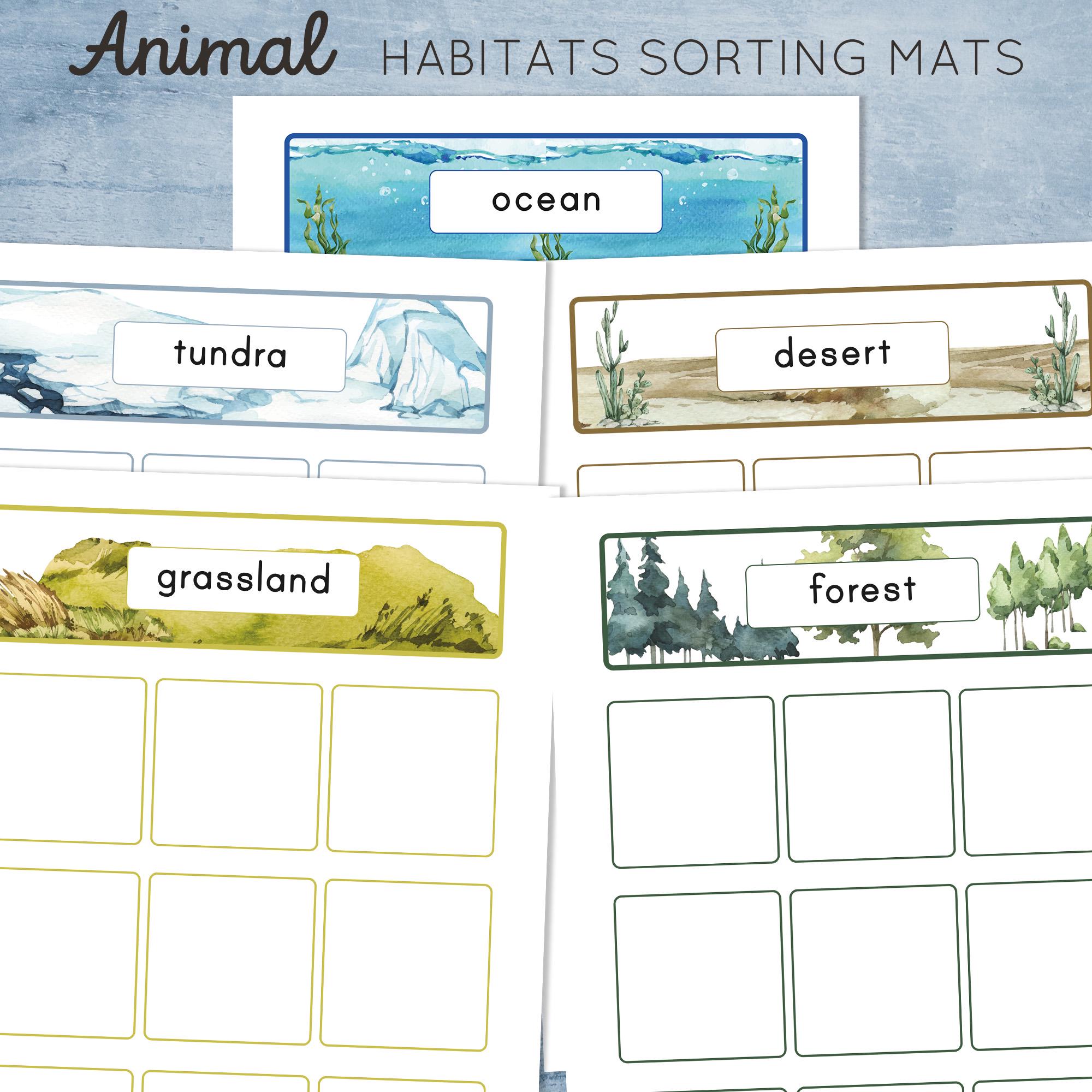Animal Habitats Sorting Activity and Chart. Montessori Preschool and ...