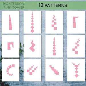 Pink Tower Printable Patterns, Matching Cards and Chart. Montessori ...