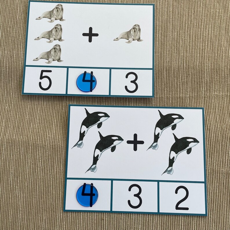 Winter Montessori Printable Count and Clip Cards Addition - Etsy
