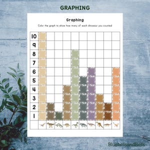 Dinosaur Preschool Graphing Activity. Math Printable for Kindergarten ...