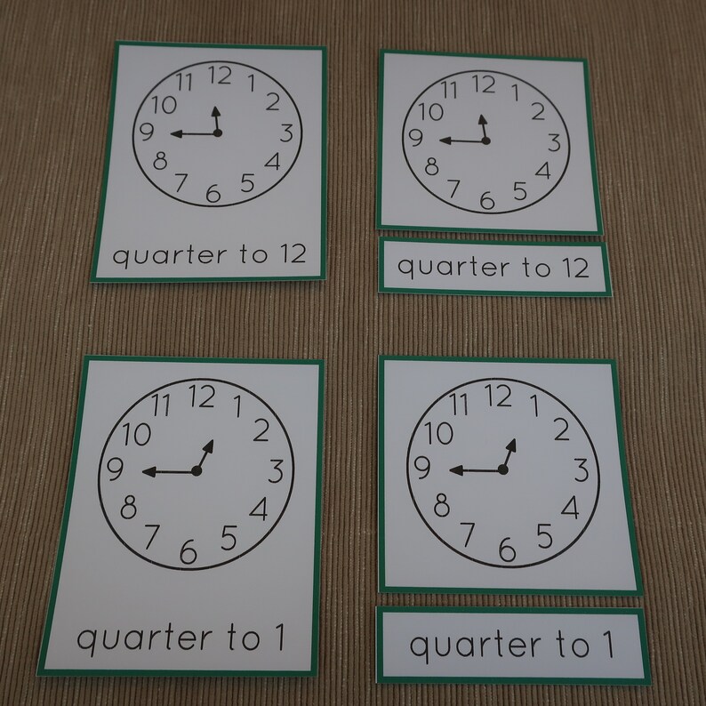 Telling Time Montessori Printable 3 Part Cards. - Etsy