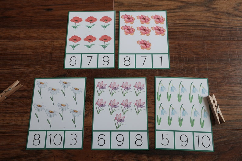 Flower Preschool Printable Count and Clip Cards 1-10. - Etsy