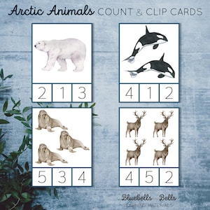 Arctic Animals Count and Clip Cards 1-10. Winter Preschool Math ...