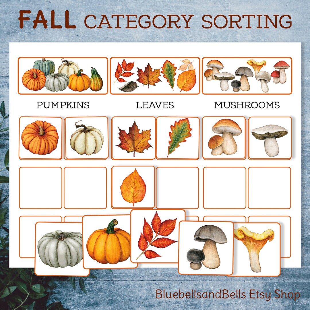 Fall Preschool Montessori Printable Category Sorting Activity. Toddler ...