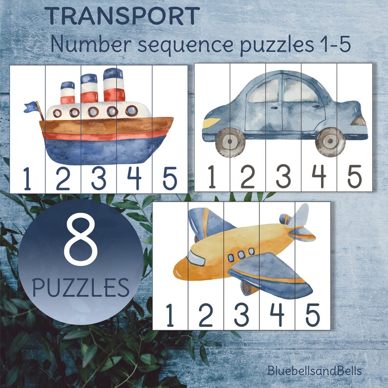 Toddler Puzzle Transport Number Sequnece 1-5. Printable | Etsy