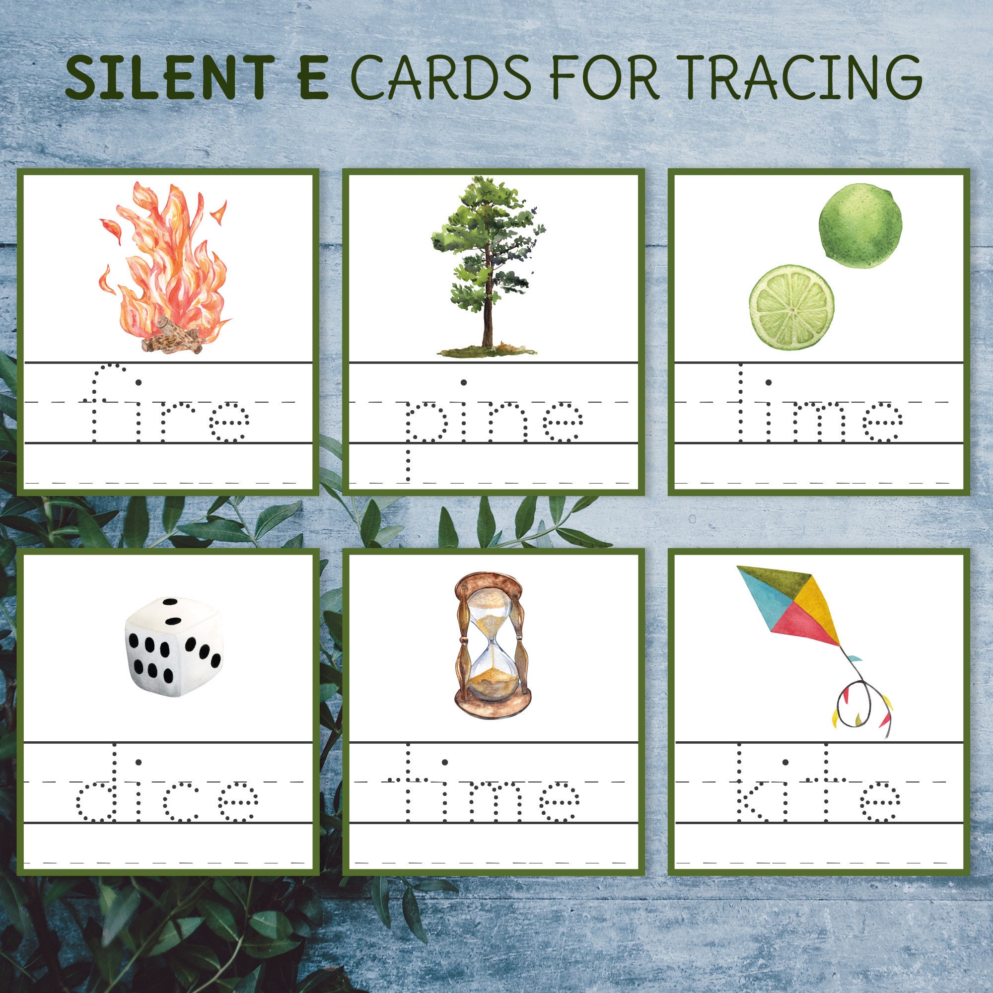 Magic E Cards for Tracing. Montessori Green Series Printable. - Etsy