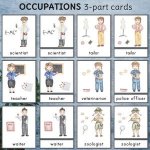 Occupations 3 Part Cards. Montessori Printable Professions Nomenclature ...