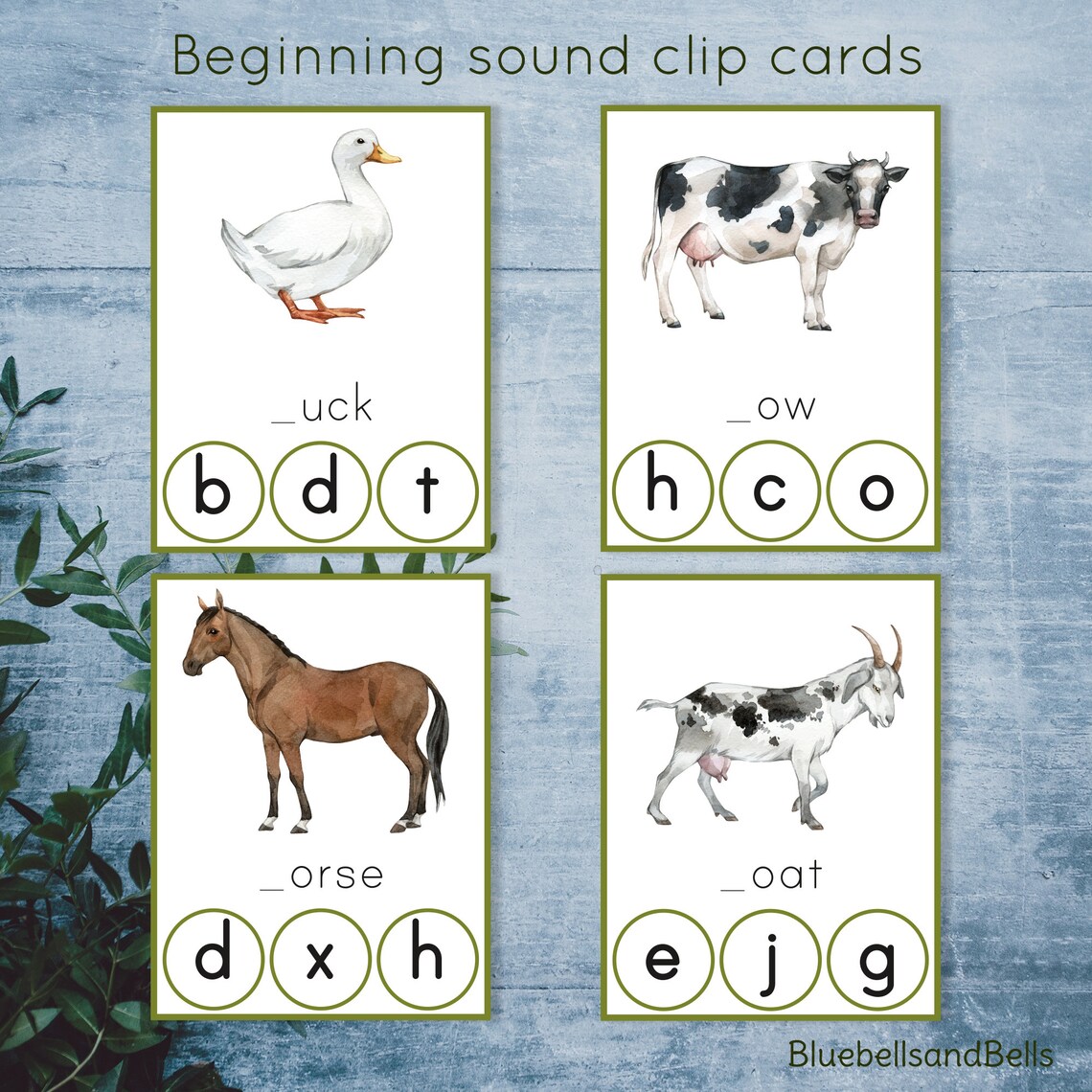 Farm Phonics Clip Cards. Montessori Printable Beginning Sound | Etsy