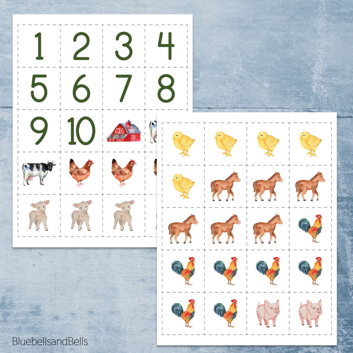 Number Chart 1-10 Printable. Farm Animal Montessori Math - Etsy