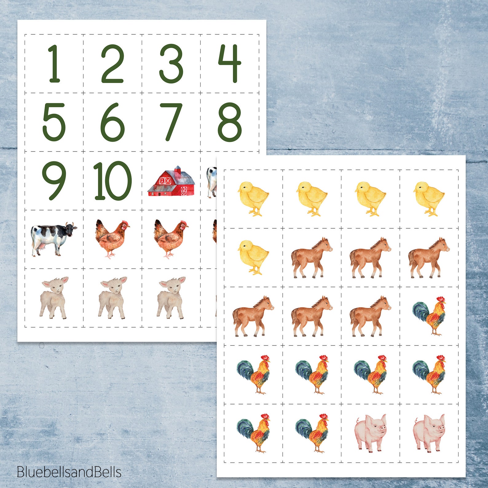 Number Chart 1-10 Printable. Farm Animal Montessori Math - Etsy