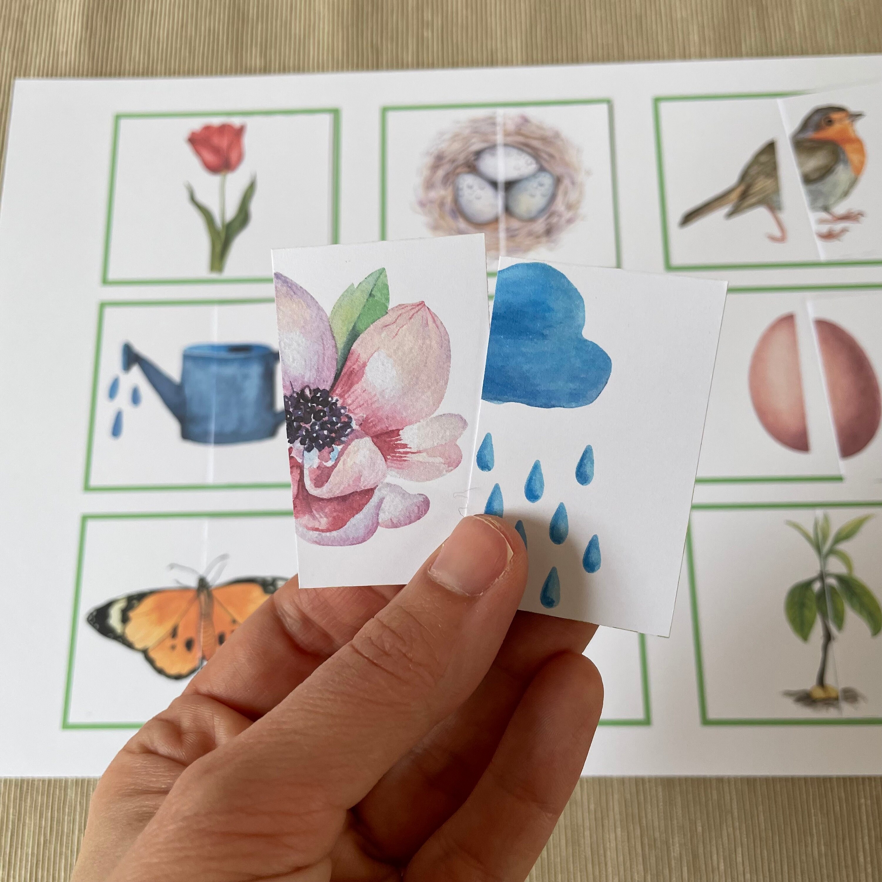 Montessori Spring Printable Puzzle Halves Matching. Toddler Busy Book ...