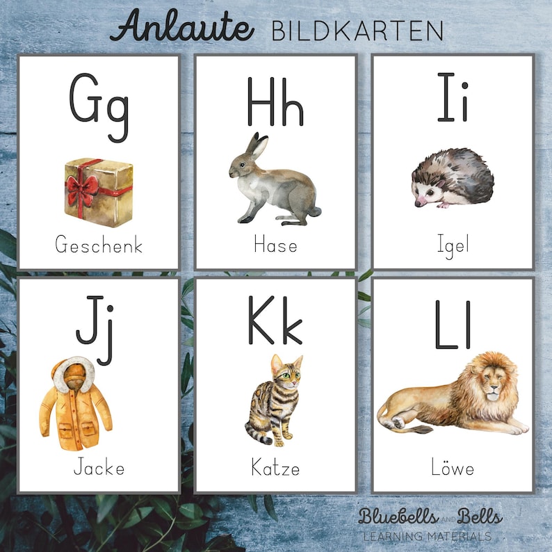 Anlaute Bildkarten. Alphabet Druckbare Lernkarten. - Etsy
