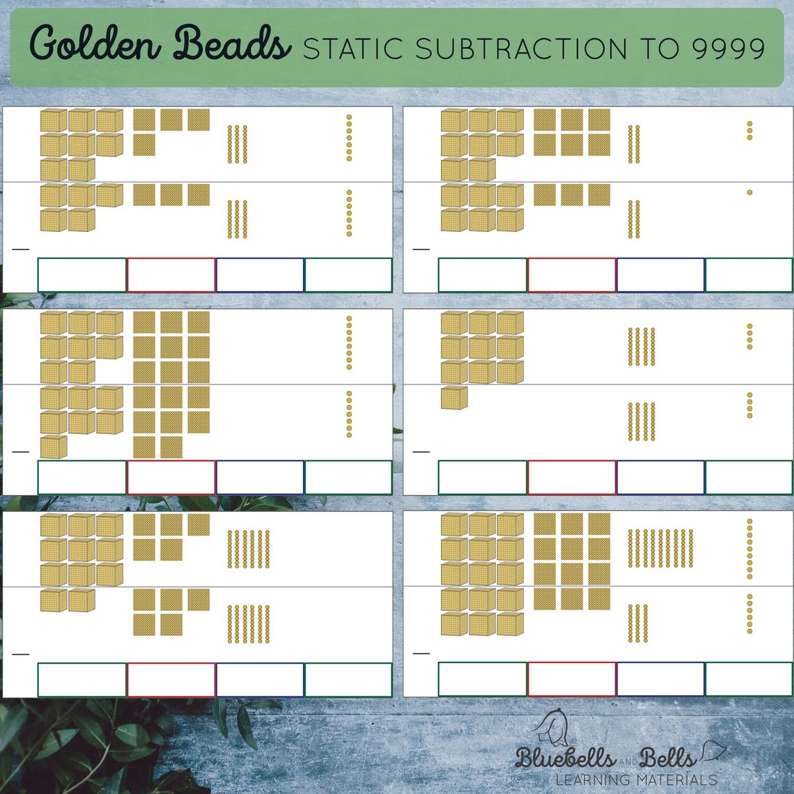Montessori Golden Beads Static Subtraction to 9999. Extension Math ...