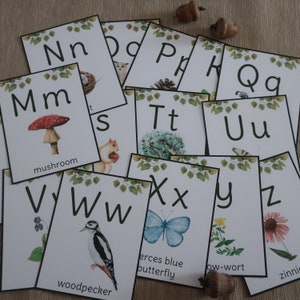 Woodland Alphabet Flashcards. Watercolor Letter Cards. Kids Printable ...