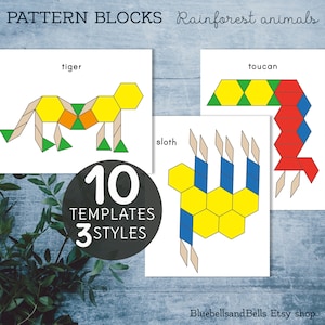 Rainforest Animals Pattern Blocks. Preschool Shape Matching Activity ...