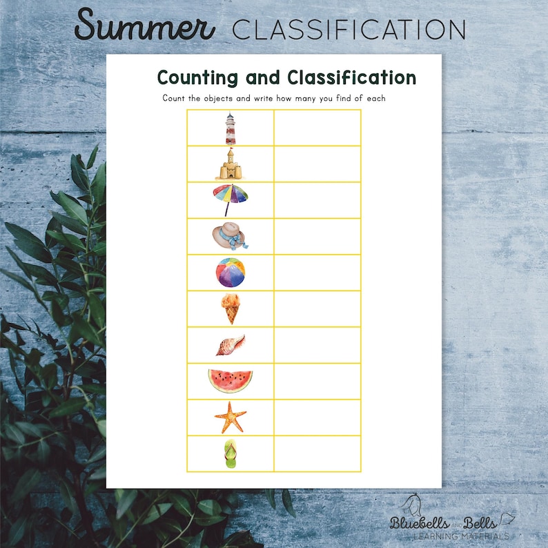 Summer Preschool Printable Graphing Worksheets. Montessori Math ...